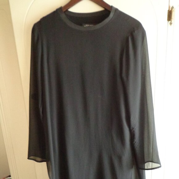 Zara | Dresses | Zara Woman Hilo Sheer Dress M Black Partial Lining ...
